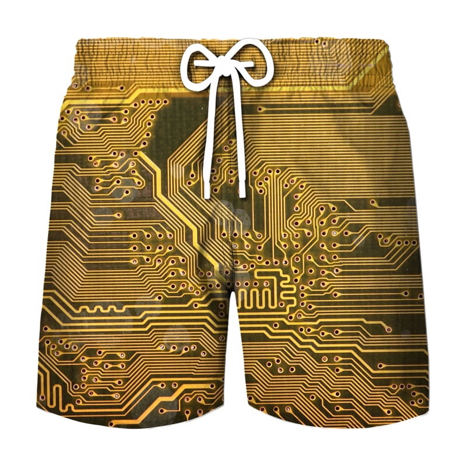 Circuit Board Graphic Shorts Pants Men Summer Hawaii Beach Shorts 3D ...
