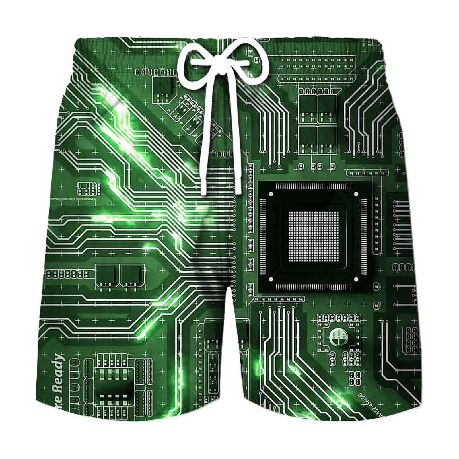 Circuit Board Graphic Shorts Pants Men Summer Hawaii Beach Shorts 3D ...