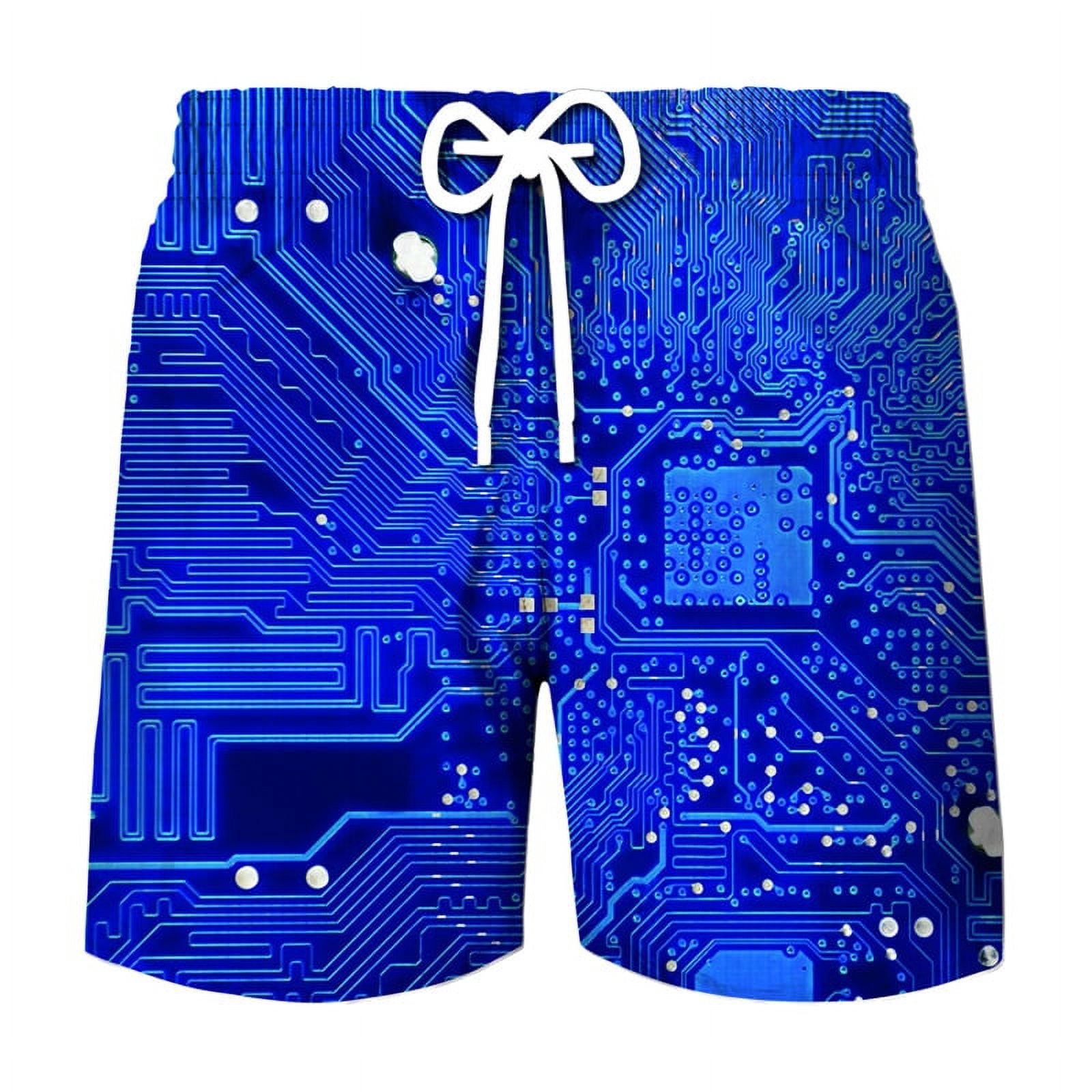 Circuit Board Graphic Shorts Pants Men Summer Hawaii Beach Shorts 3D ...