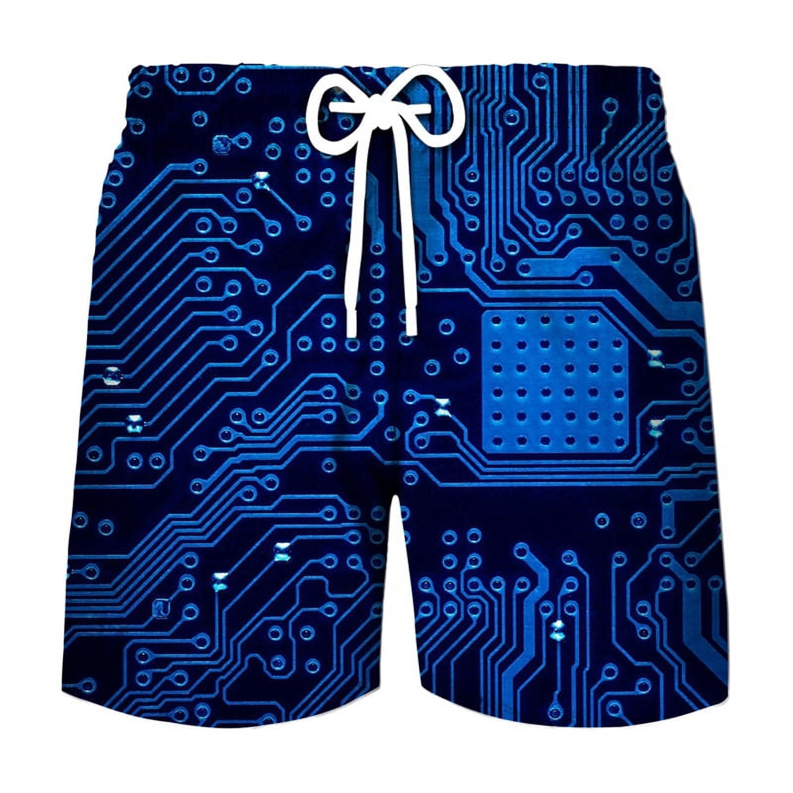 Circuit Board Graphic Shorts Pants Men Summer Hawaii Beach Shorts 3D ...