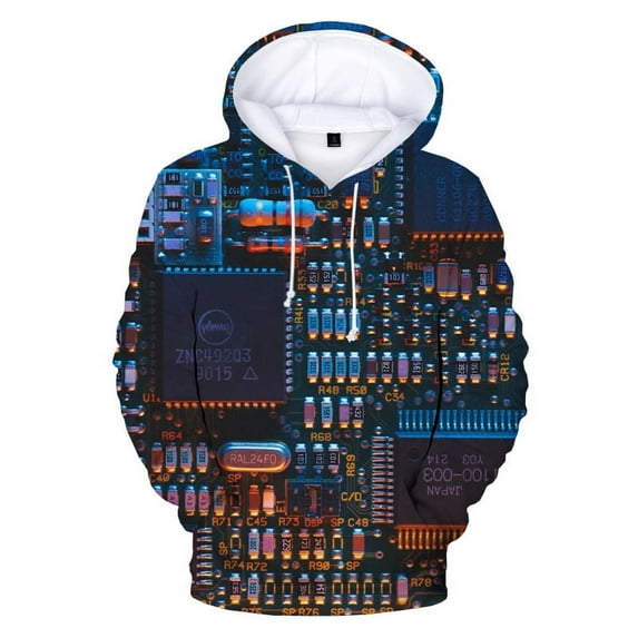 Circuit Board Grpahic Hoodies for Men Clothing 3D Electronic Chip CPU ...