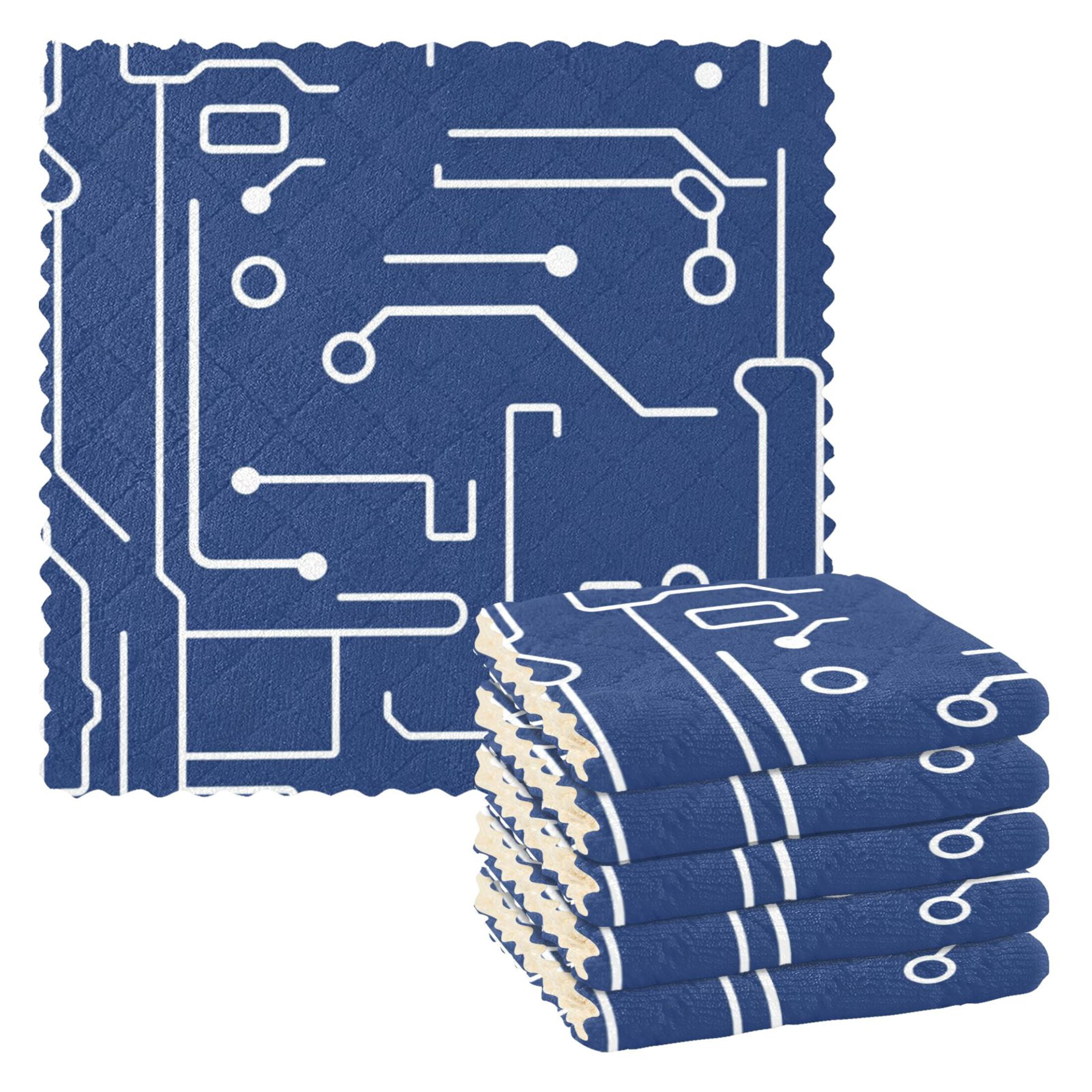 Circuit Board Pattern 6 Pack Kitchen Cleaning Cloths 11'' x 11'', Super ...