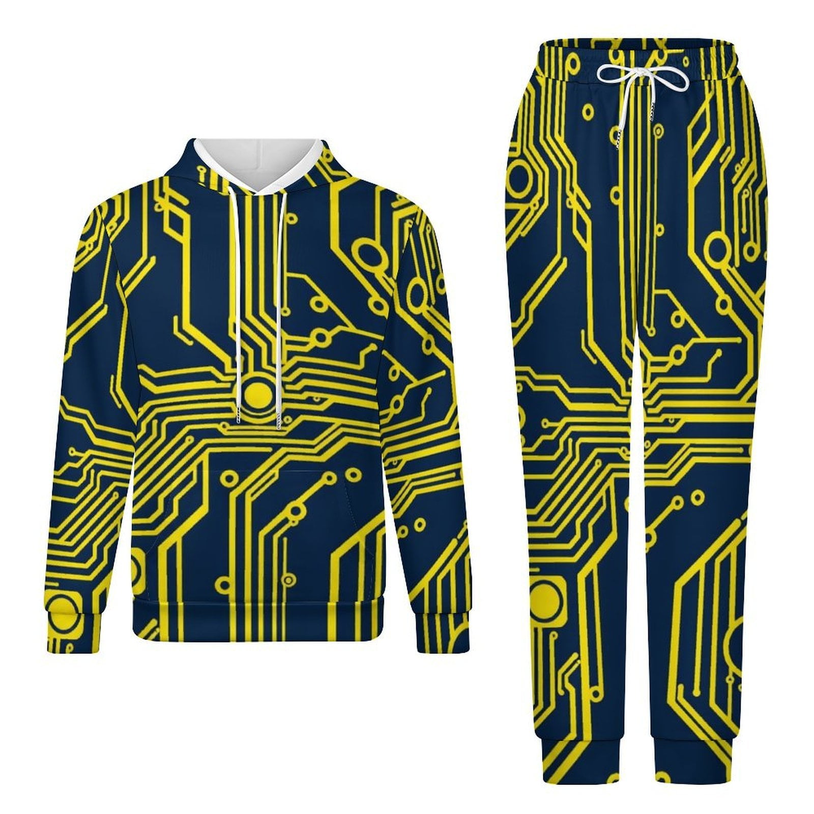 Circuit Board Pattern Design Hoodie And Pants Set Tracksuit Men Women ...