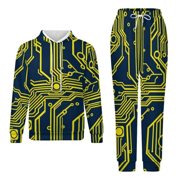 Circuit Board Pattern Design Hoodie And Pants Set Tracksuit Men Women ...
