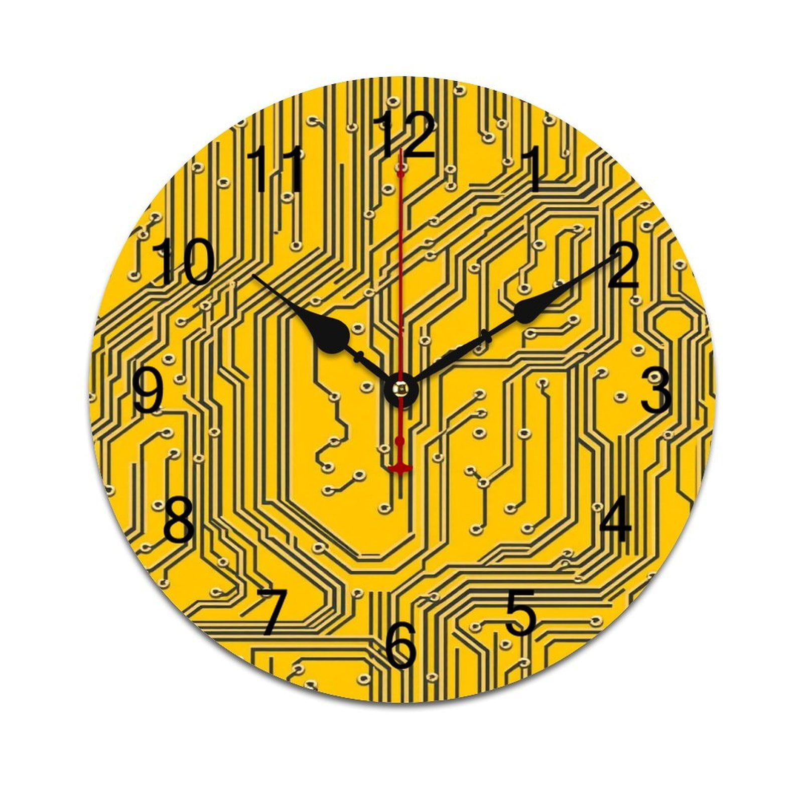 Circuit Board Pattern Round Wall Clock Modern Design Home Living Room ...