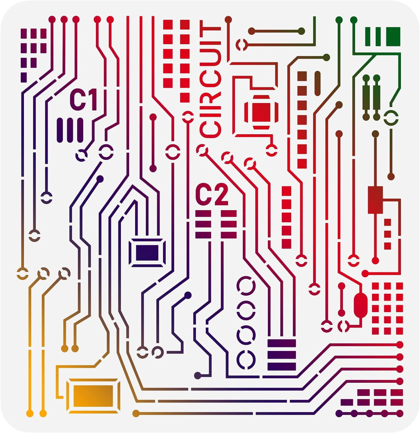 Circuit Board Stencil 11.8x11.8inch Reusable Mixed Media Stencils for ...