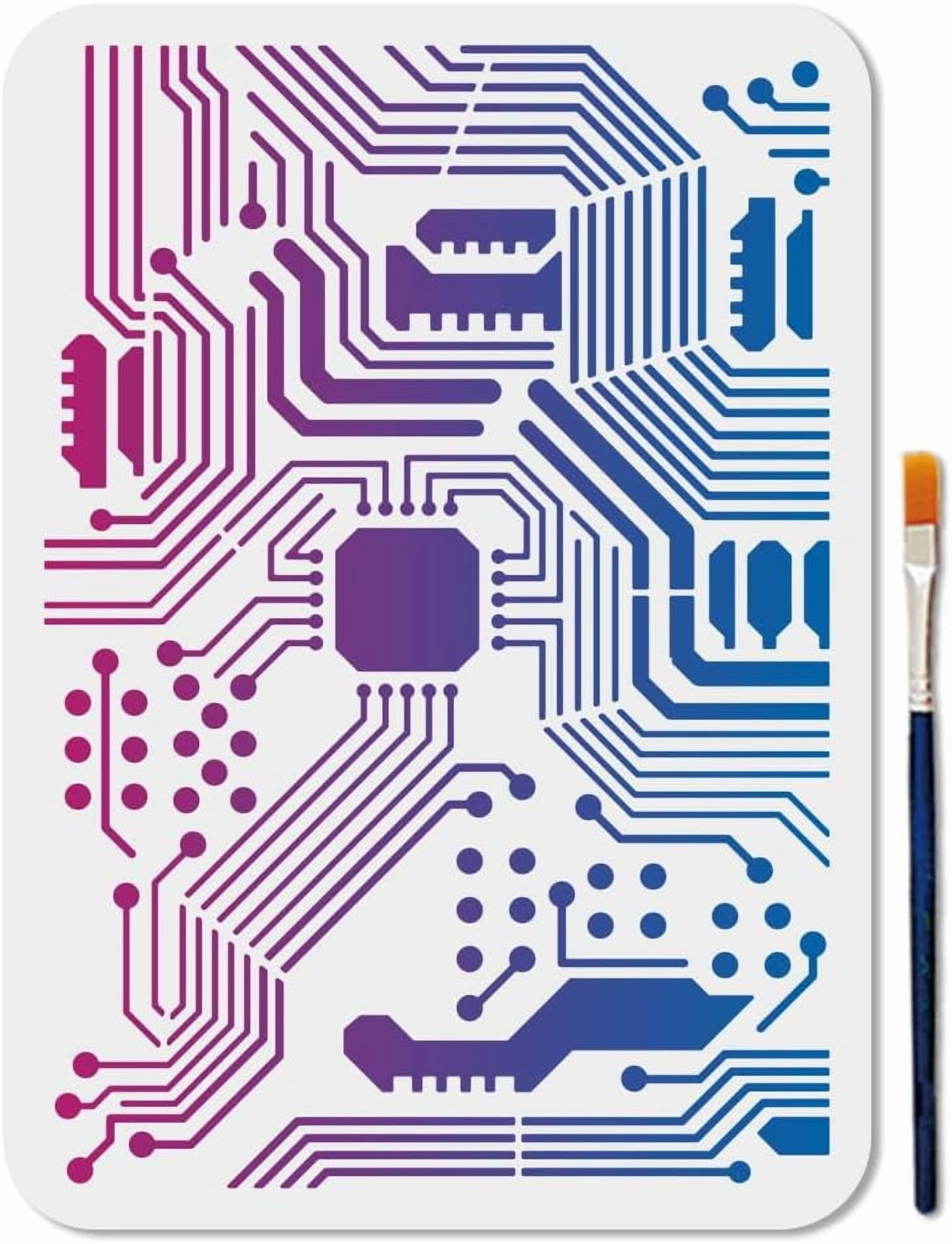 Circuit Board Stencils Reusable Mixed Media Stencils for Painting 8.3× ...