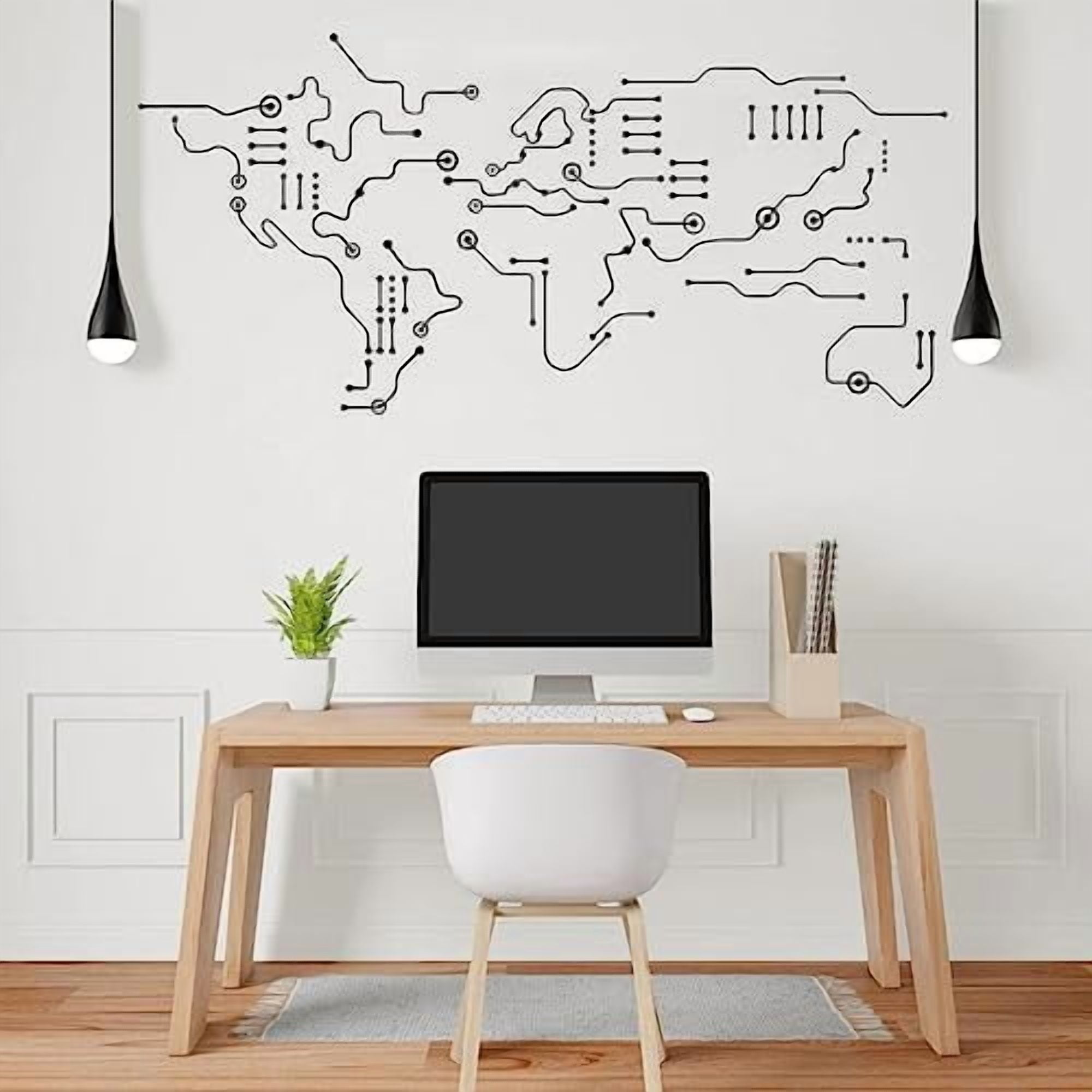 Circuit Board World Map Office Wall Technology Computer IT Software ...