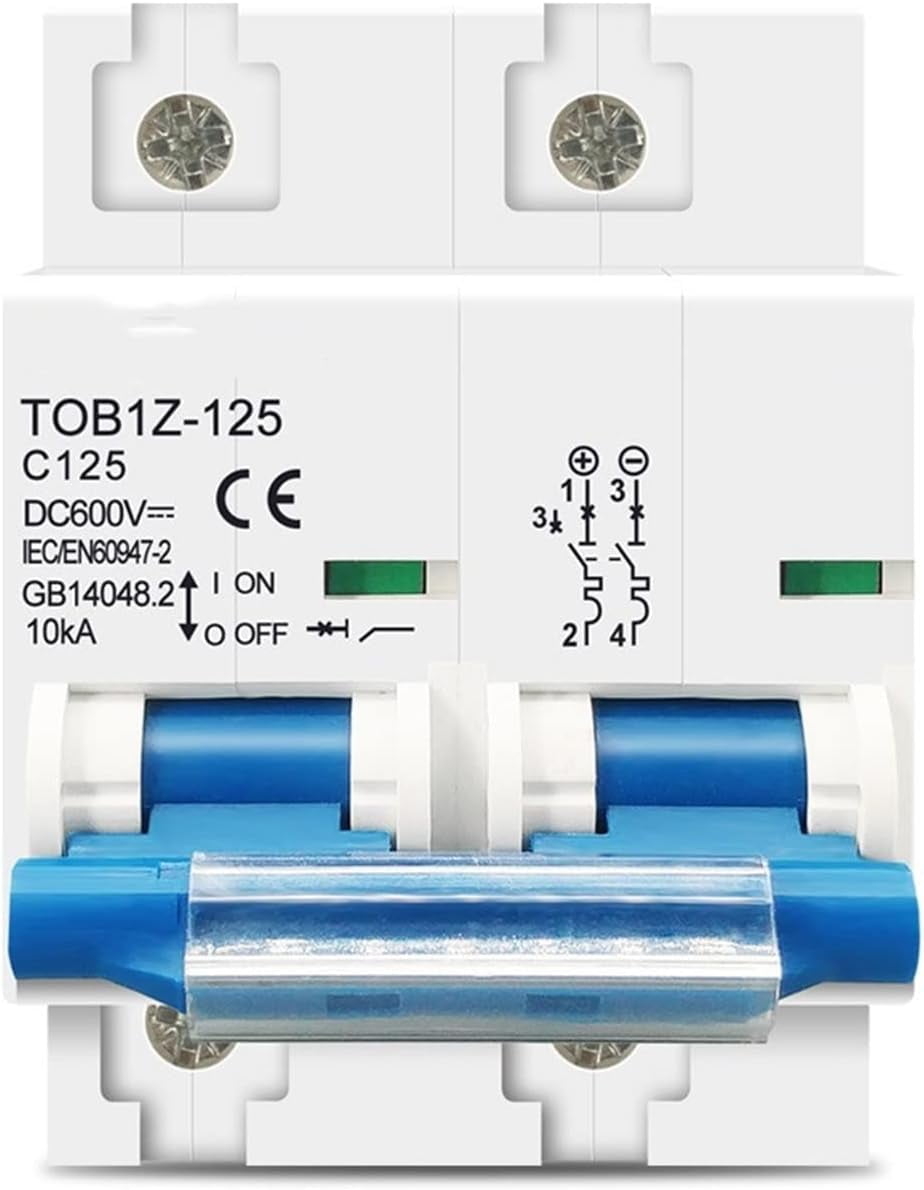 Circuit Breaker 2p DC MCB 600V 125A 100A 80A Circuit Breaker for PV System C Curve Battery Main ...