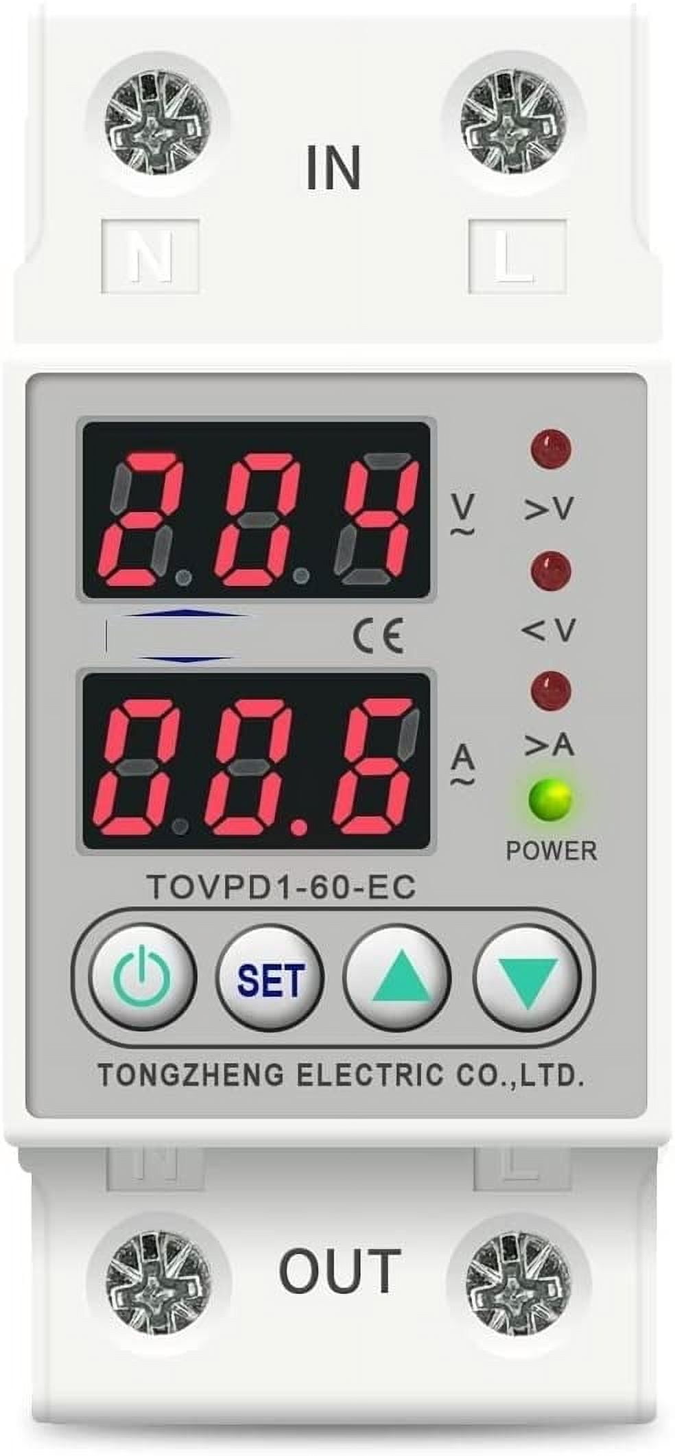 Circuit Breaker 60A Din Rail 230V Adjustable Over and Under Voltage ...