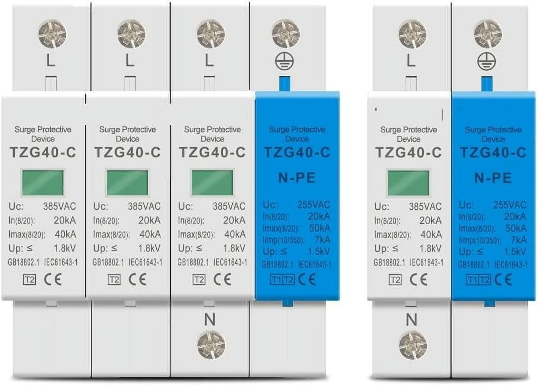 Circuit Breaker AC SPD.DIN Rail 1P+NPE 3P+NPE 50ka T1 T2 385V 255V ...