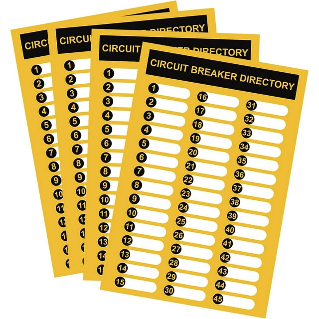 Circuit Breaker Directory Sign Orange Fuse Box Sticker Load Center ...