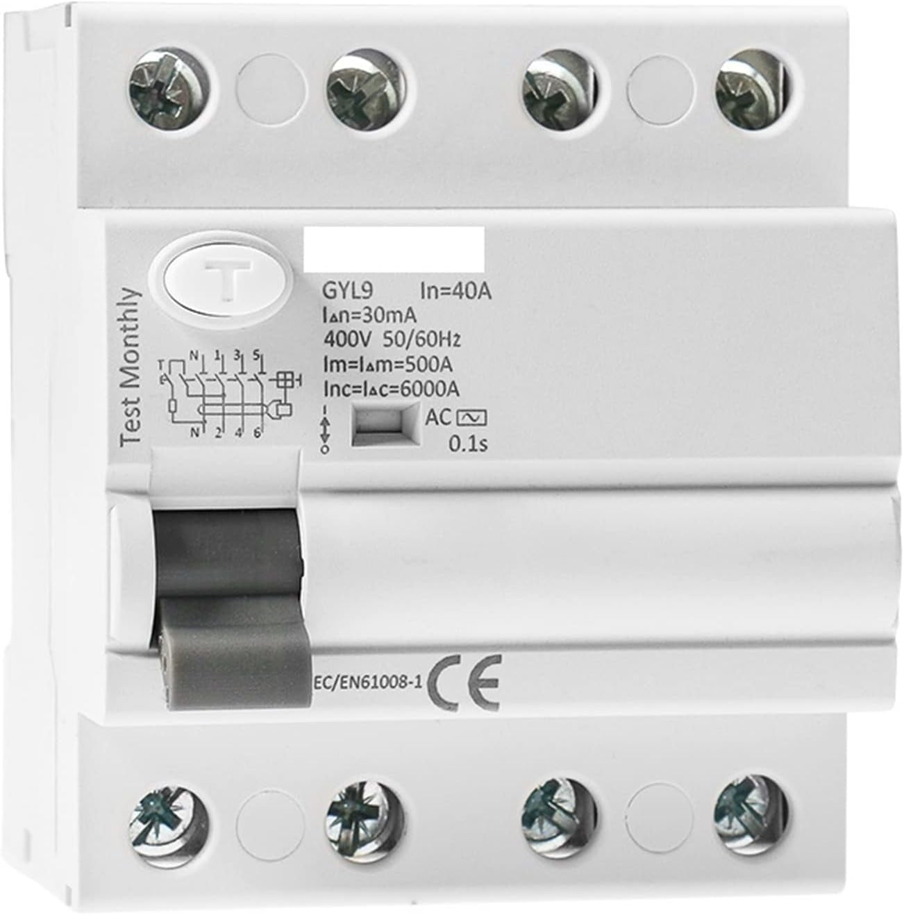 Circuit Breaker Gyl9 Type AC Electro Magnetic Switch ELCB RCCB Electric 3p+n 25a 40a 63a 80a ...