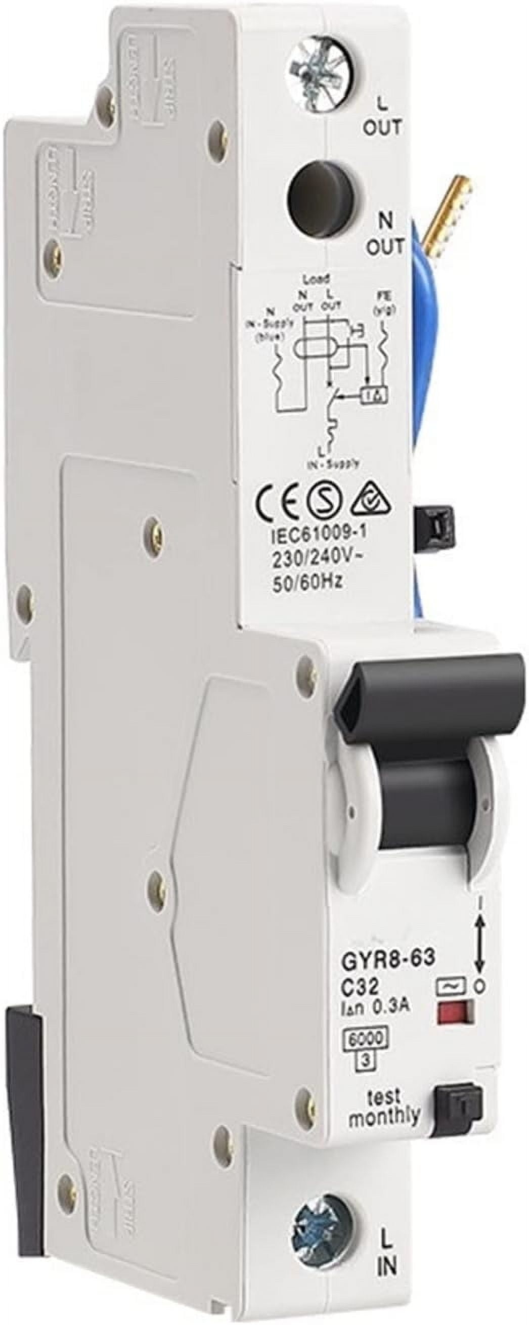 Circuit Breaker Gyr8 rcbo 1p+n Residual Current Differential ELCB RCD RCBO Automatic Circuit ...