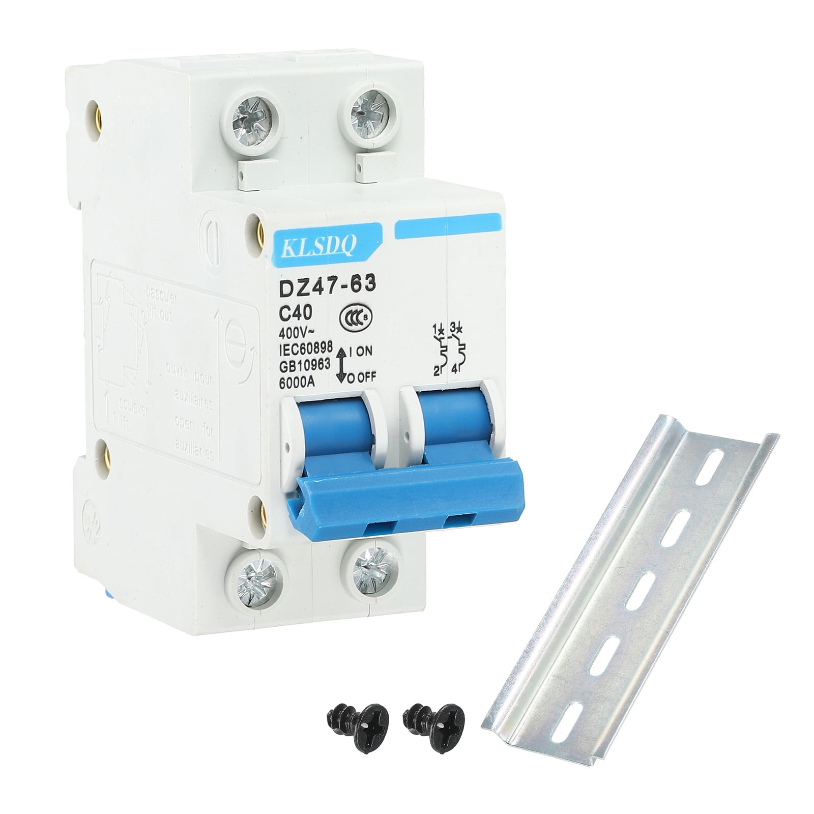 Circuit Breaker Low Voltage AC 40A 400V 2 Pole DZ47-63 C40 - Walmart.com