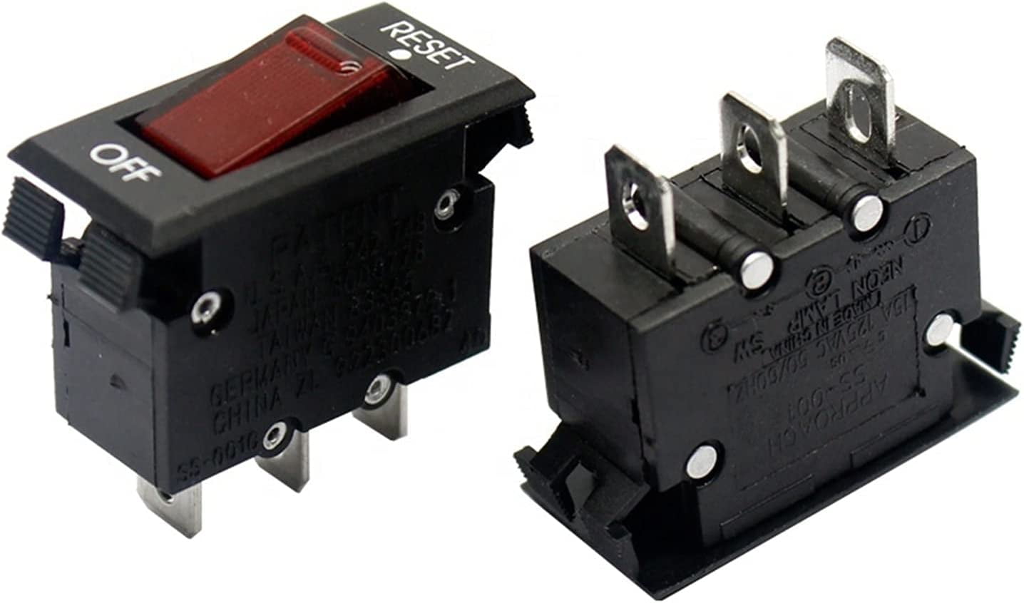 Circuit Breaker SS-001 Illuminated red Rocker Switch Thermal Overload ...