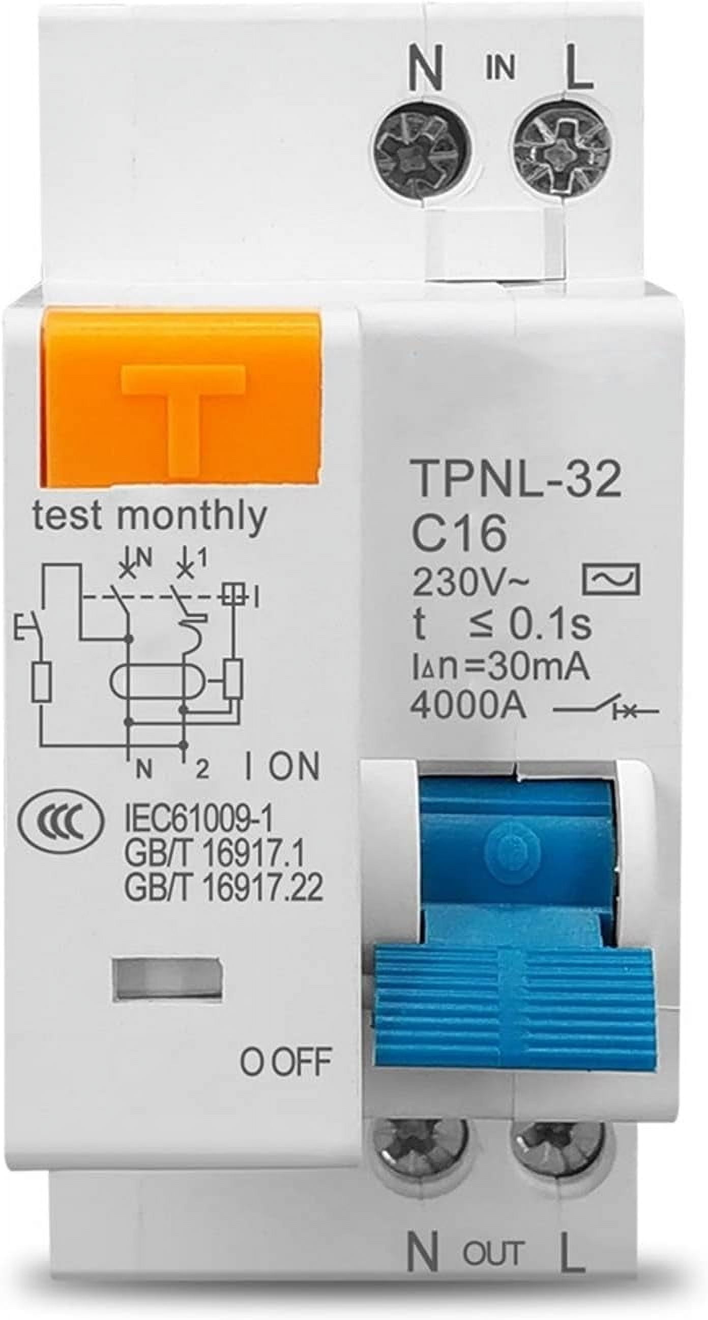 Circuit Breaker Tpnl dpnl 230v 1p+n Residual Current Conductor with ...
