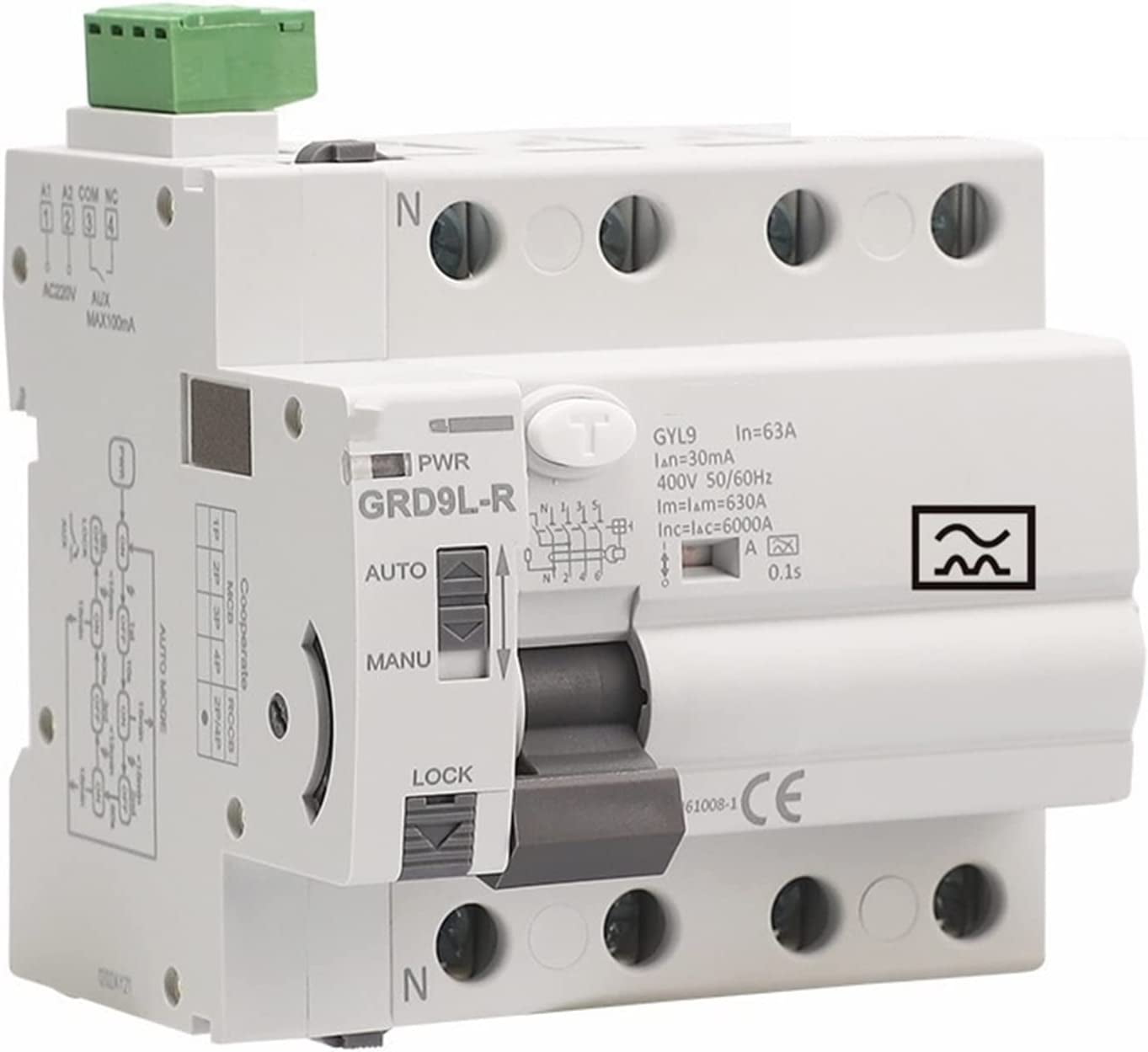 Circuit Breaker Type A RCD Automatic Recloser Modular Circuit Breaker 40A 63A 30mA 100mA 300mA ...