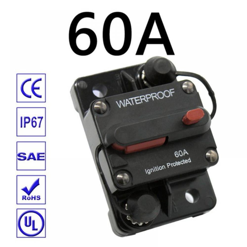 BILGE Marine 60A Circuit Breaker, Waterproof, Manual Reset, 12V-48V DC ...
