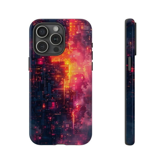 Circuit Explosion Abstract Smoke Grid Pattern Phone Case with iPhone 17 ...