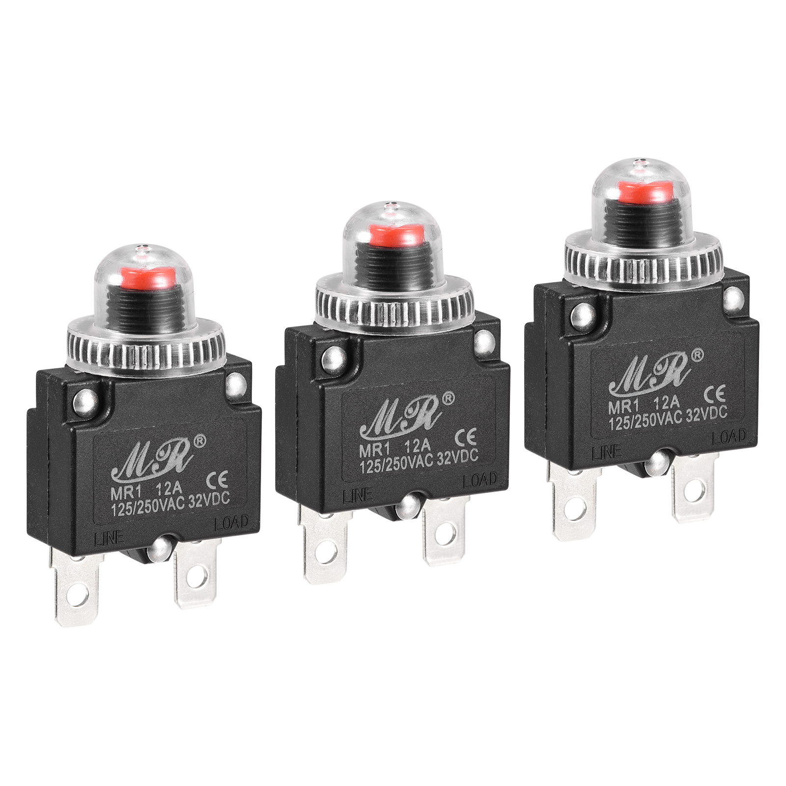 Circuit Overload Protector 12A AC125/250V DC32V Push Button Thermal ...