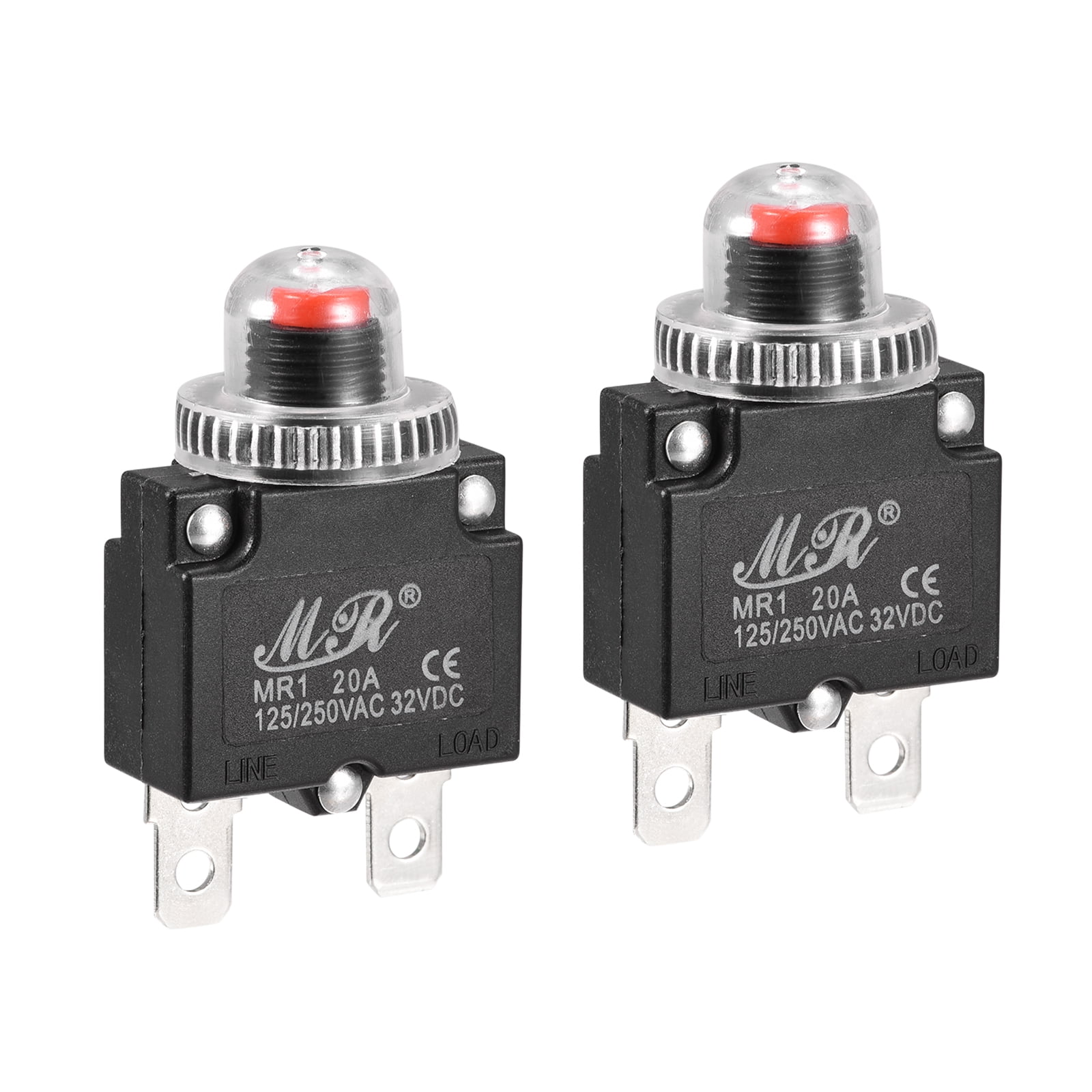 Circuit Overload Protector 20A AC125/250V DC32V Push Button Thermal ...