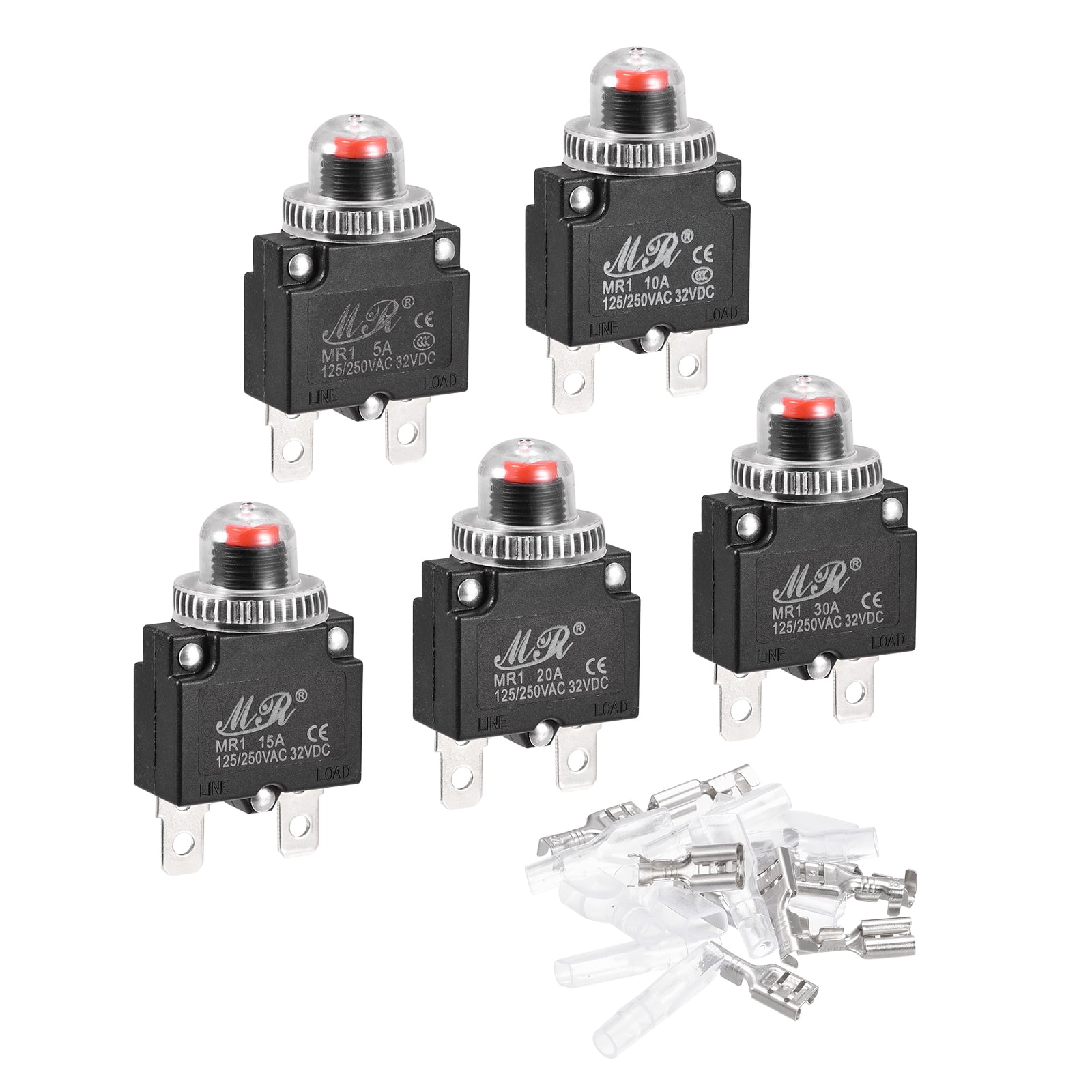 Circuit Overload Protector Kit 5A/10A/15A/20A/30A Push Button Thermal ...