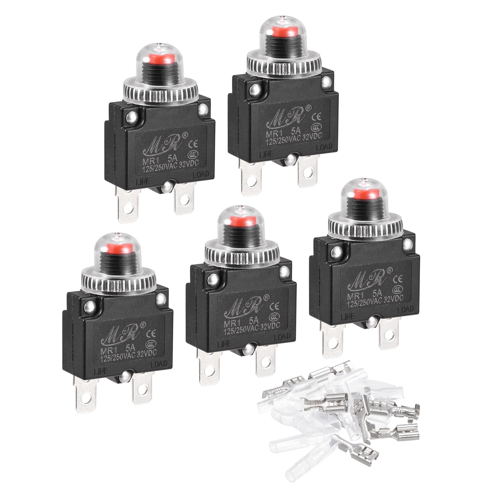 Circuit Overload Protector Kit 5A AC125/250V DC32V Push Button Thermal ...