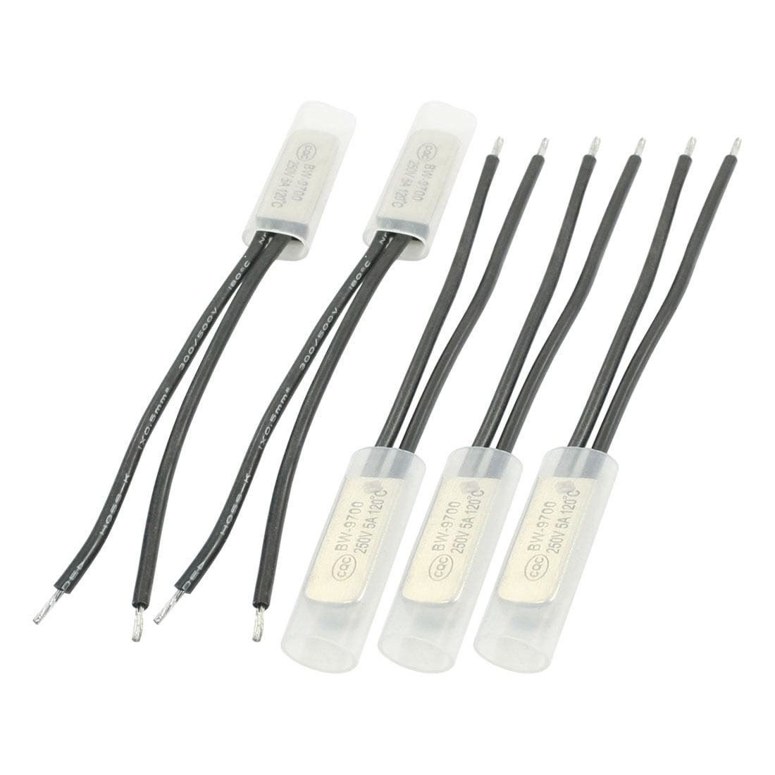 Uxcell 5 Pcs 120°C 250V 5A NC Dual Cable Circuit Cut Off Temperature ...