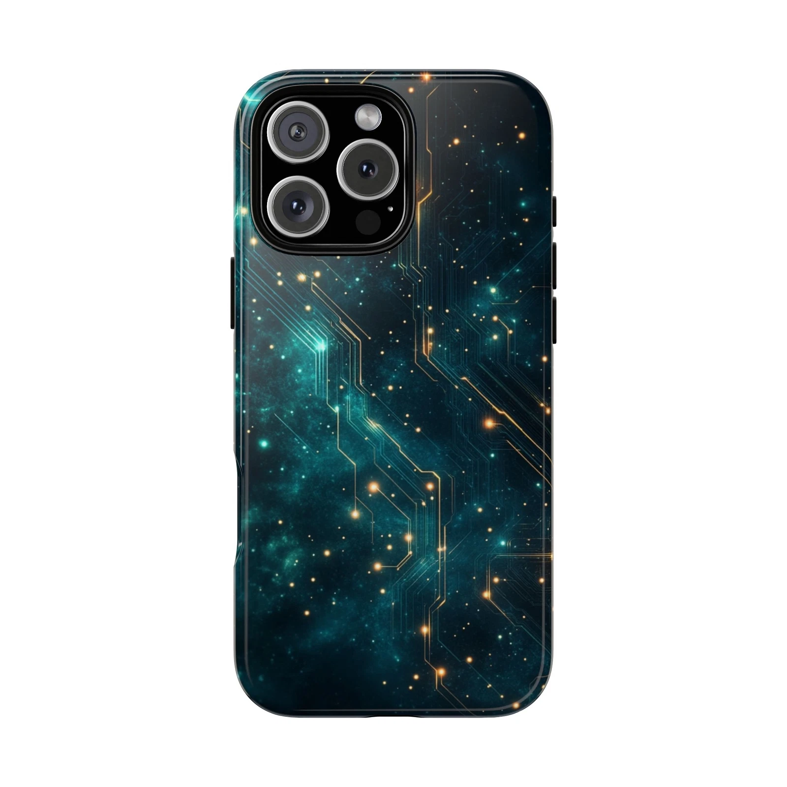 Circuit Teal Space Nebula Phone Case for iPhone 11 to 16 Pro Max ...