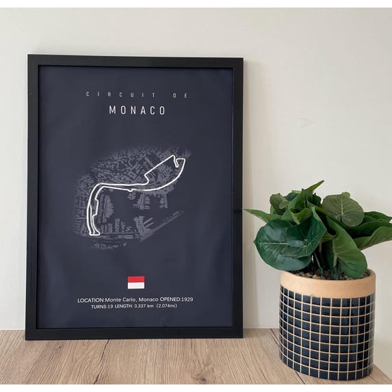 Circuit de Monaco F1 Race Track Monte Carlo Map Poster 12x18 UNFRAMED ...