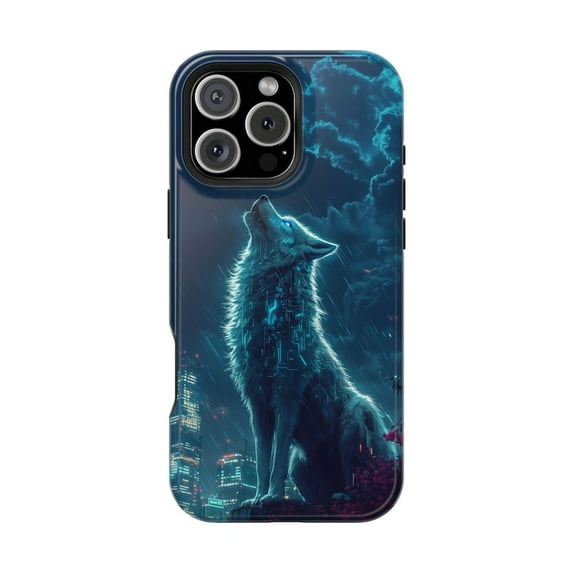 Circuitry Blue Wolf Neon City Pulse Electric Design for iPhone 17 16 15 ...