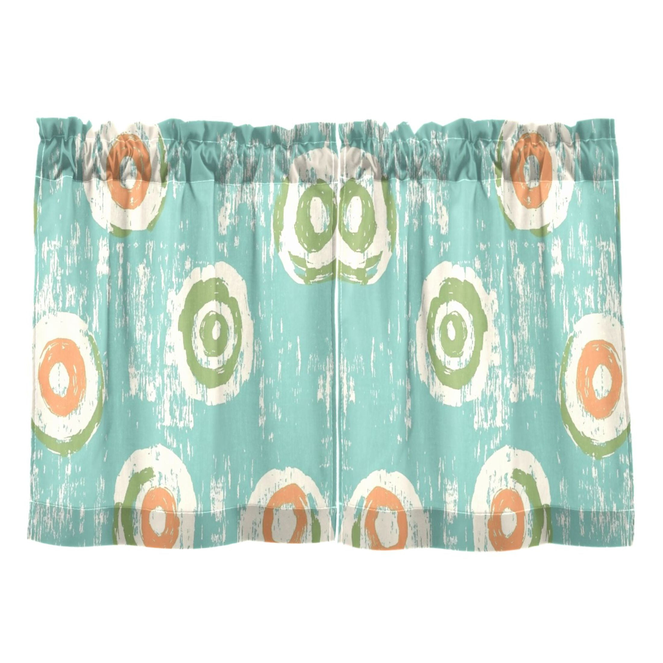 Circular Abstract Pattern Kitchen Curtains Tier Set 27x36 Inch 2 Panels ...