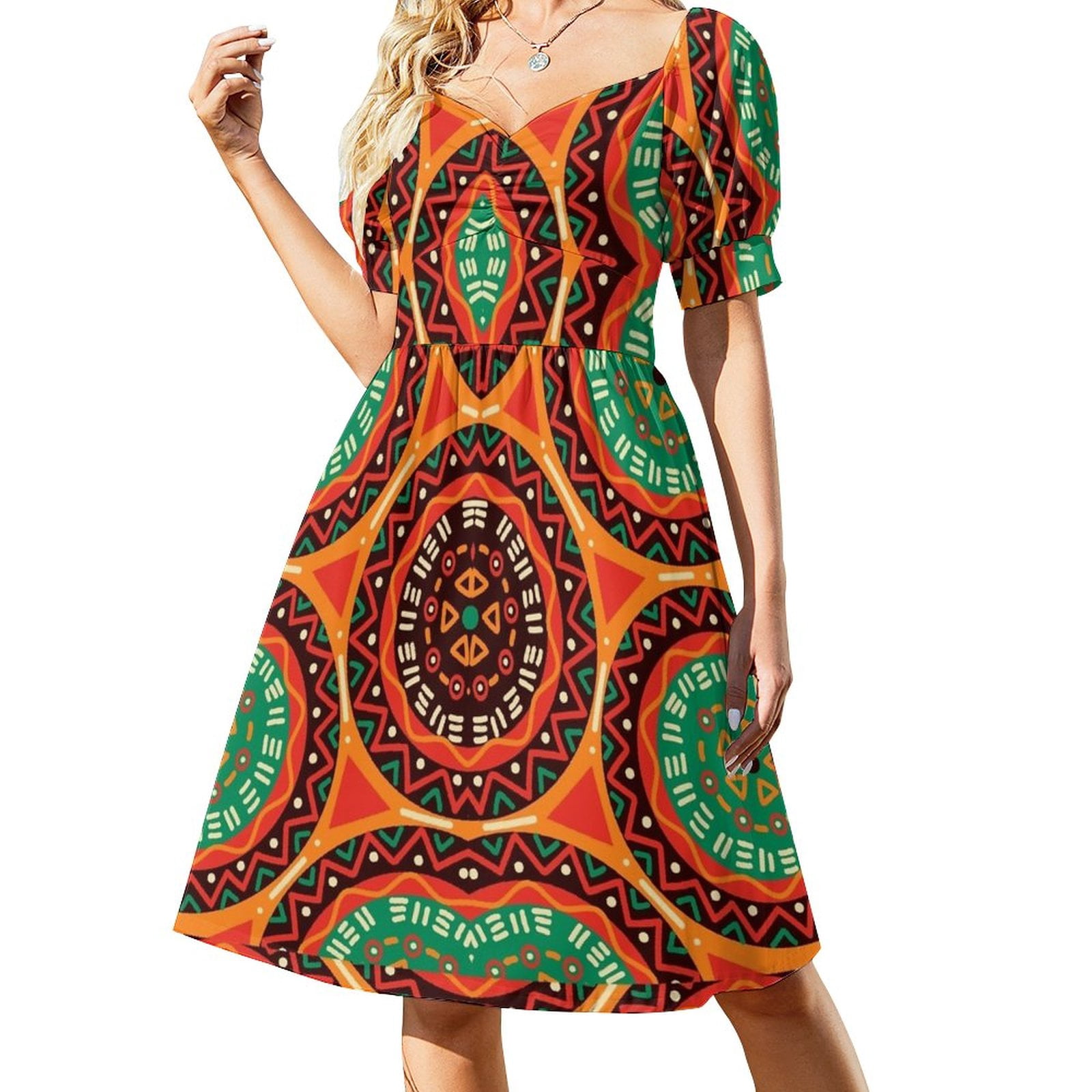 Circular African Pattern Sleeveless prom dress Eving dresses wom long ...