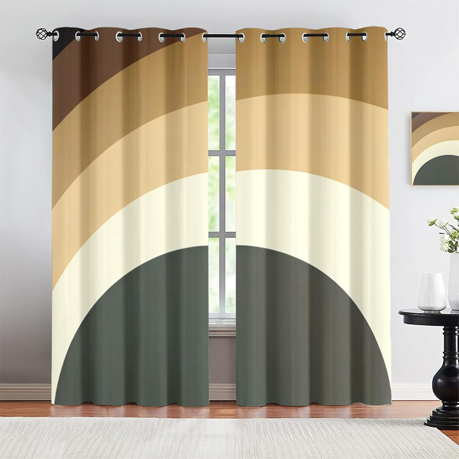 Circular Arc Gradient Color Print 3D Print Window Curtain Panel, Simple ...