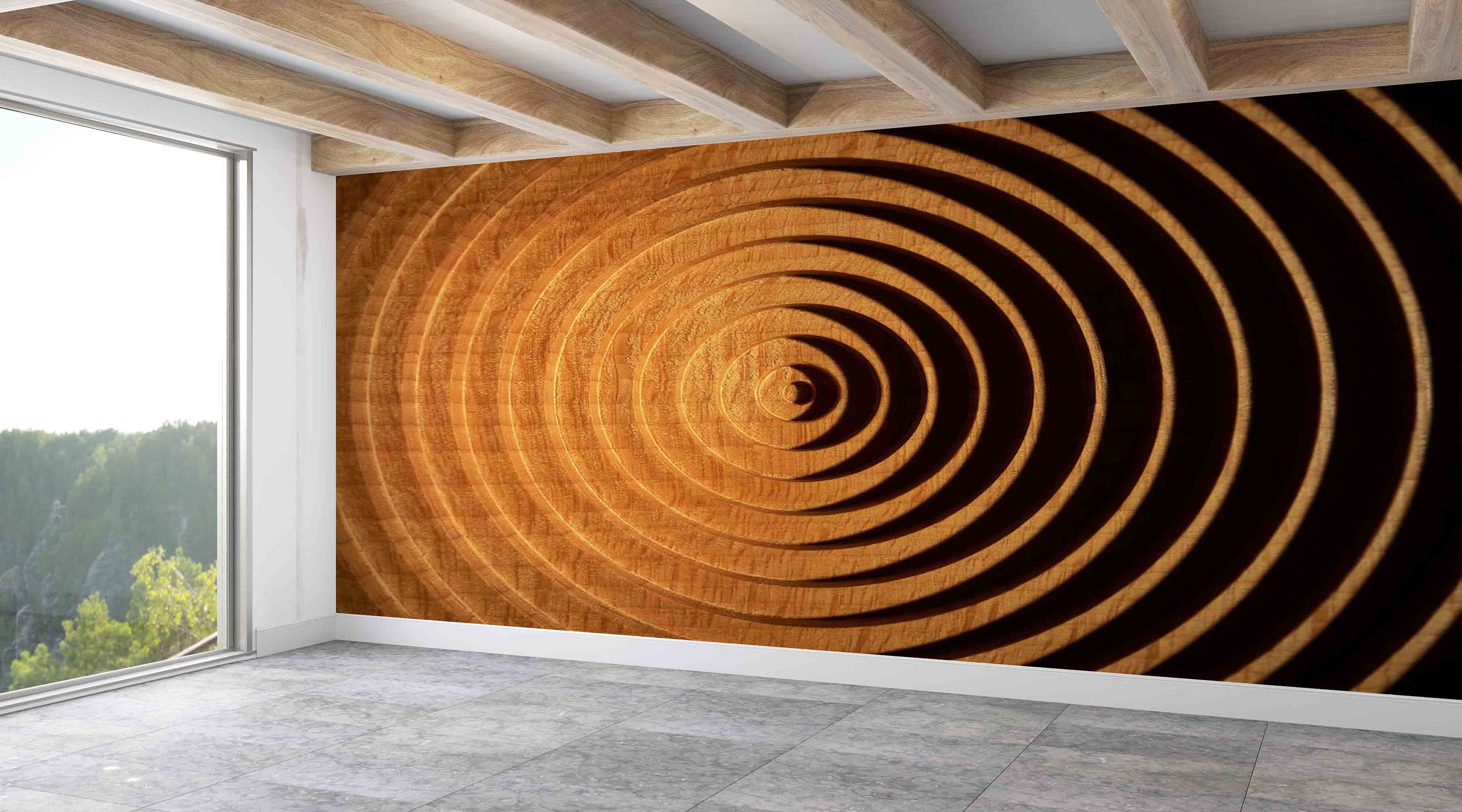 Circular Beech Wood Plate, Paper Wall Art Modern Wallpaper, Custom ...