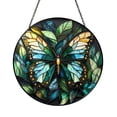 Circular Butterfly Design Window Suncatcher, Decorative Stained Glass ...