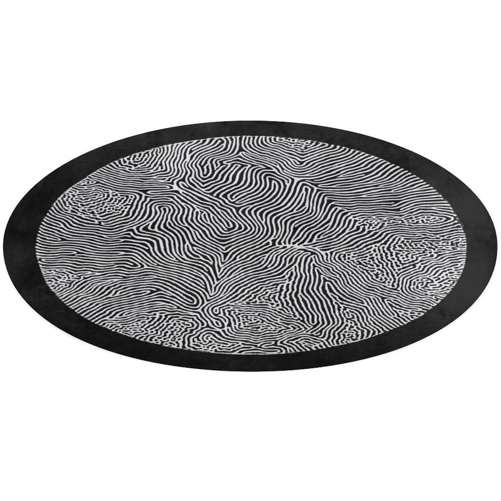 Circular Carpet Floor Mat Abstract White Line Art Circle Living Room ...