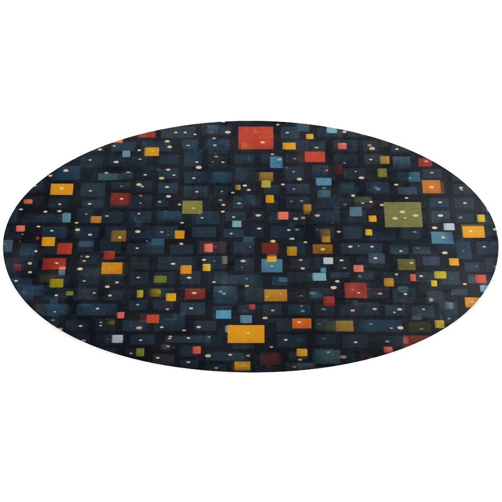 Circular Carpet Floor Mat Colored Grid Geometry Living Room Sofa Room ...