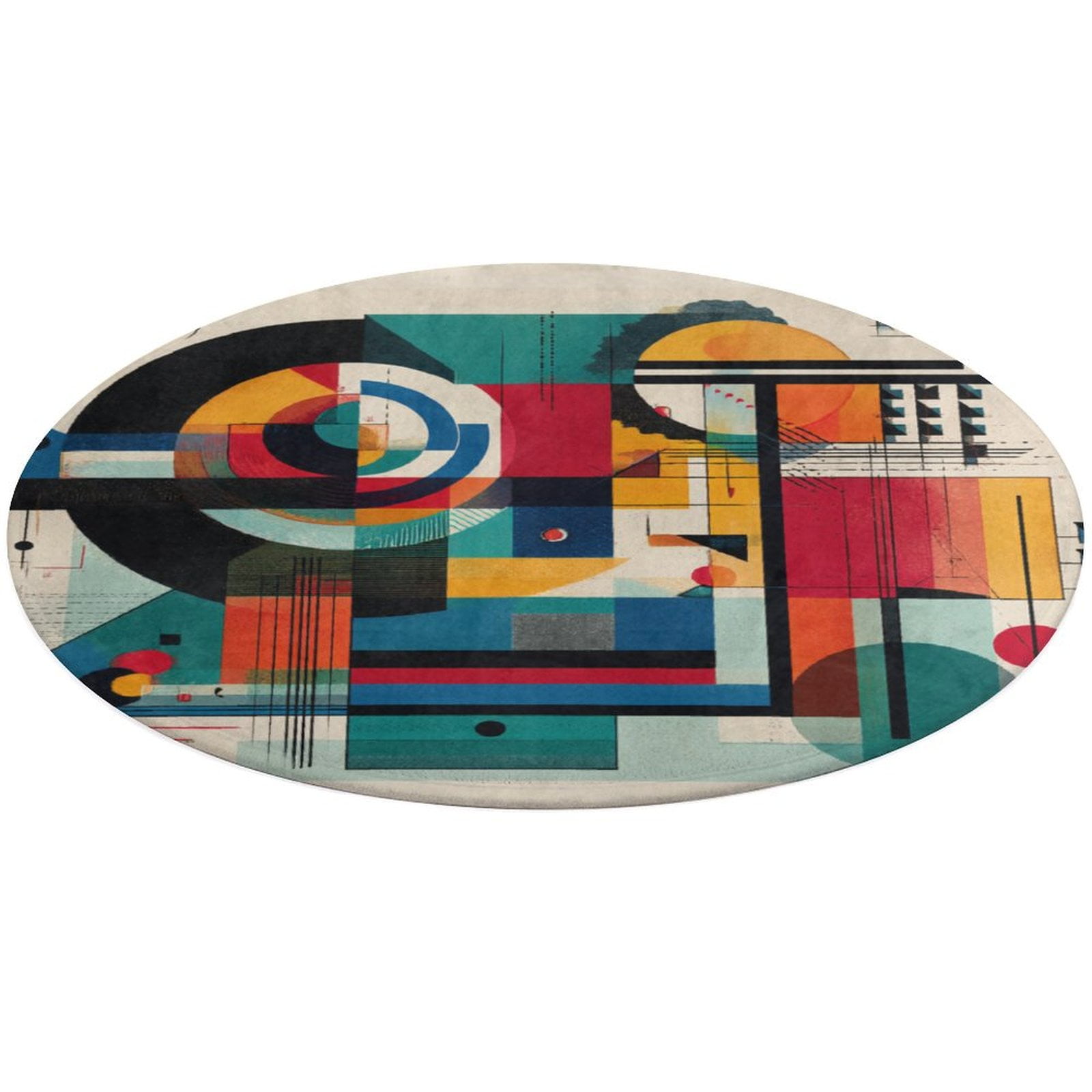 Circular Carpet Floor Mat Colored Grid Geometry Living Room Sofa Room ...