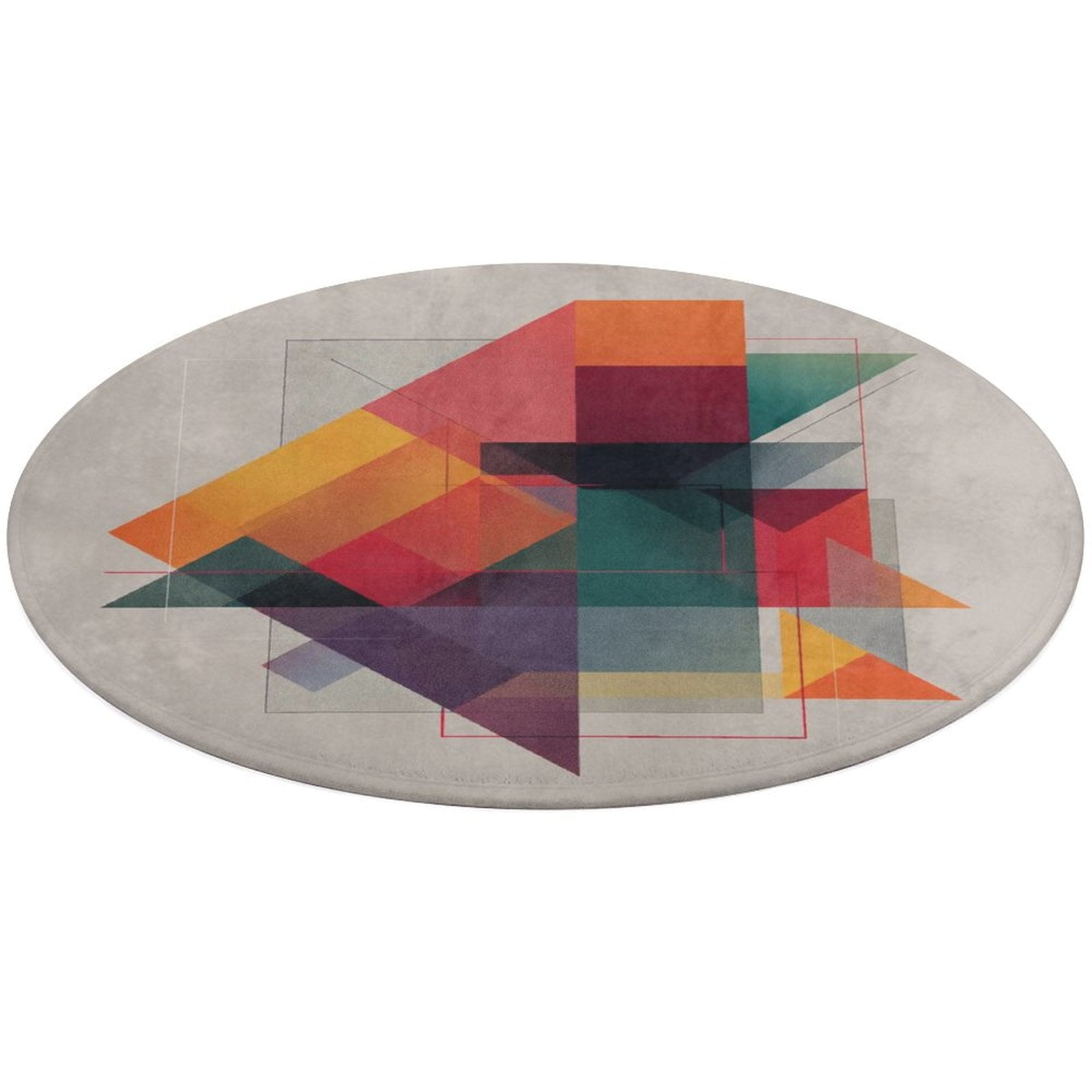 Circular Carpet Floor Mat Colored Grid Geometry Living Room Sofa Room ...