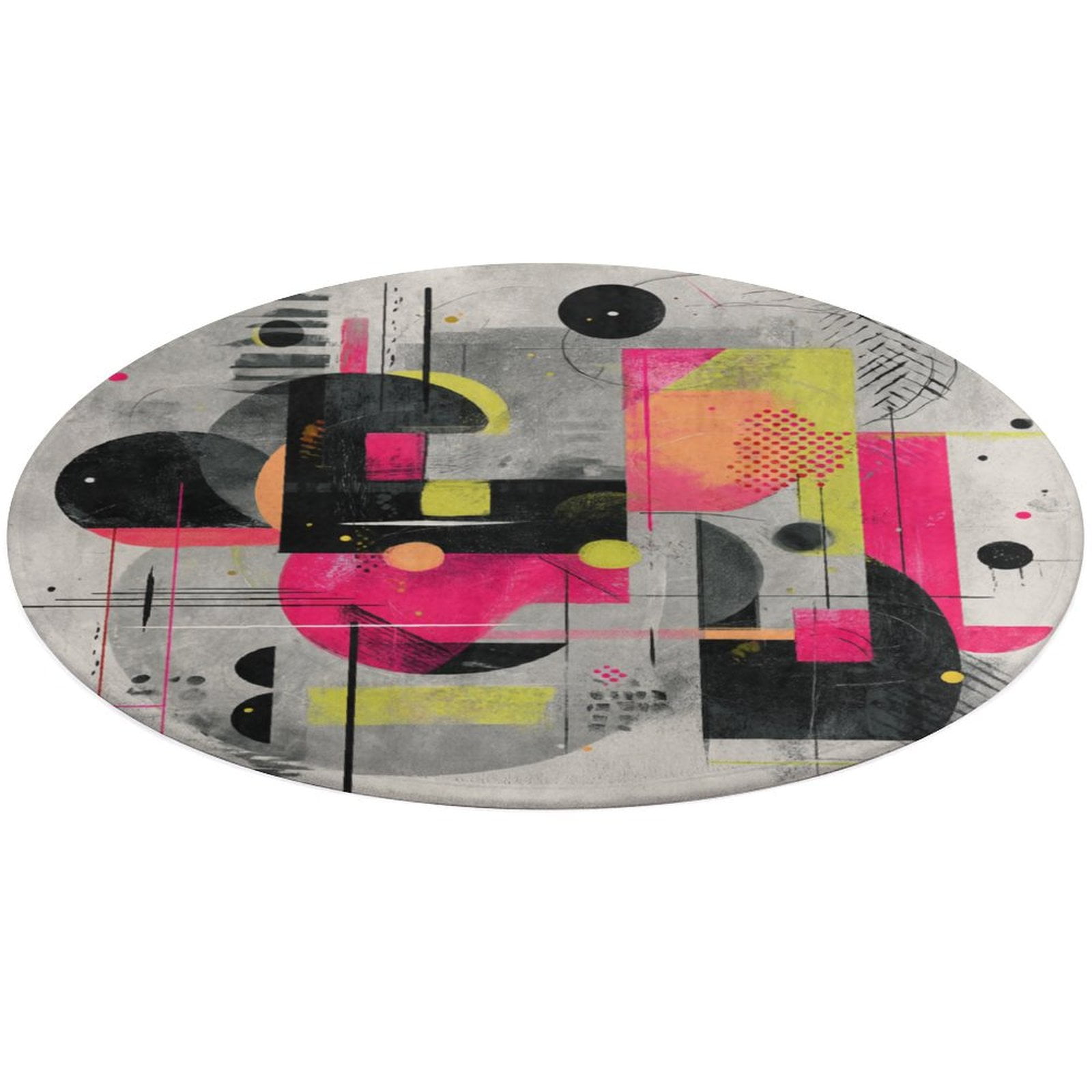 Circular Carpet Floor Mat Colored Grid Geometry Living Room Sofa Room ...