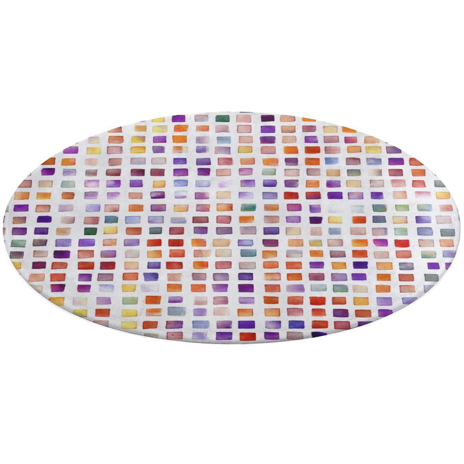 Circular Carpet Floor Mat Colored Grid Geometry Living Room Sofa Room ...