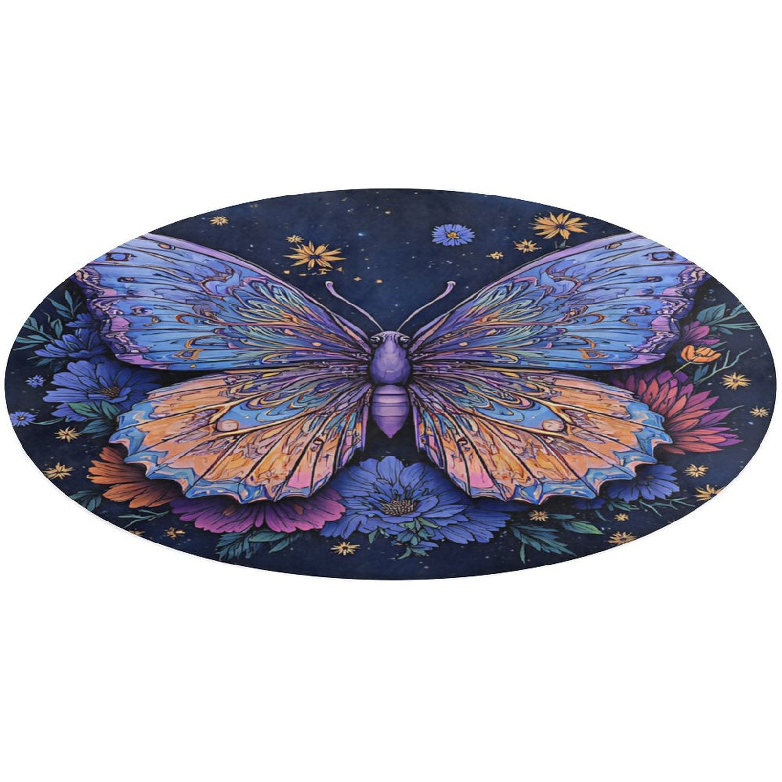 Circular Carpet Floor Mat Cosmic Butterfly Art Living Room Sofa Room ...