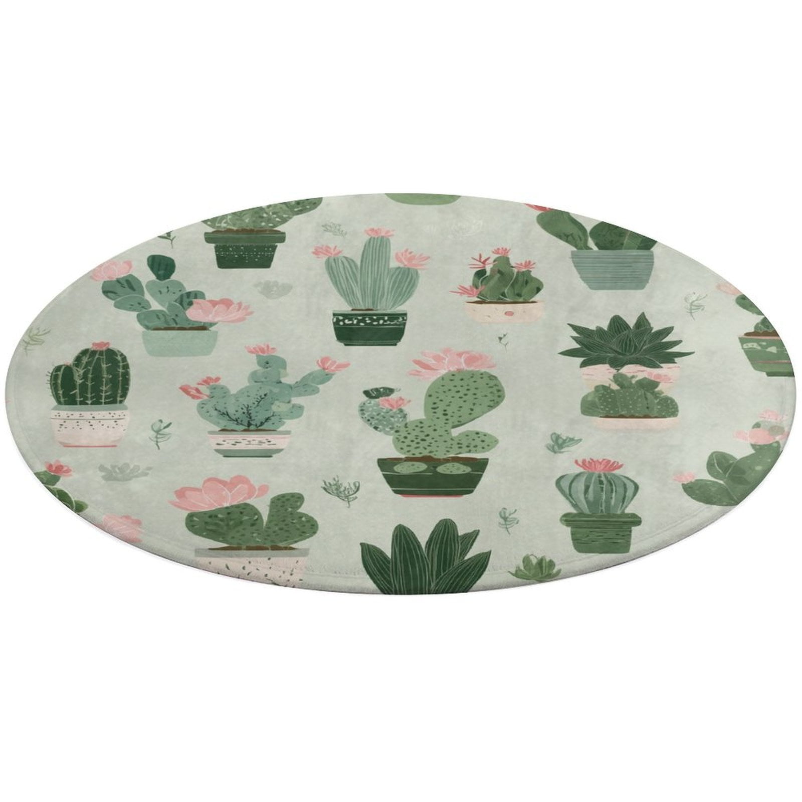 Circular Carpet Floor Mat Cute Potted Cacti Pastel Pattern Living Room ...