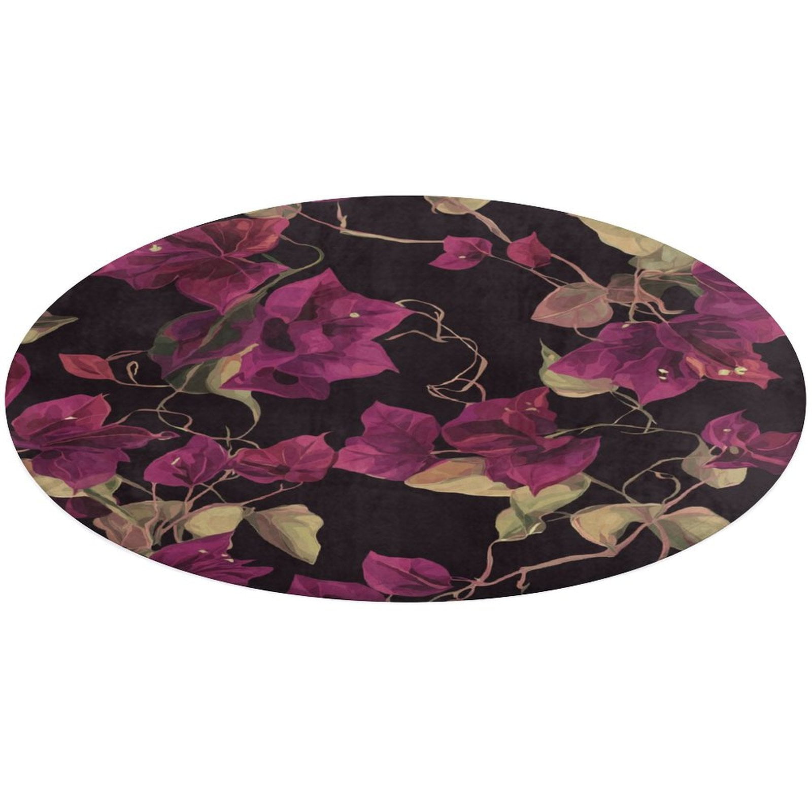 Circular Carpet Floor Mat Dark Floral Seamless Pattern Bougainvillea ...