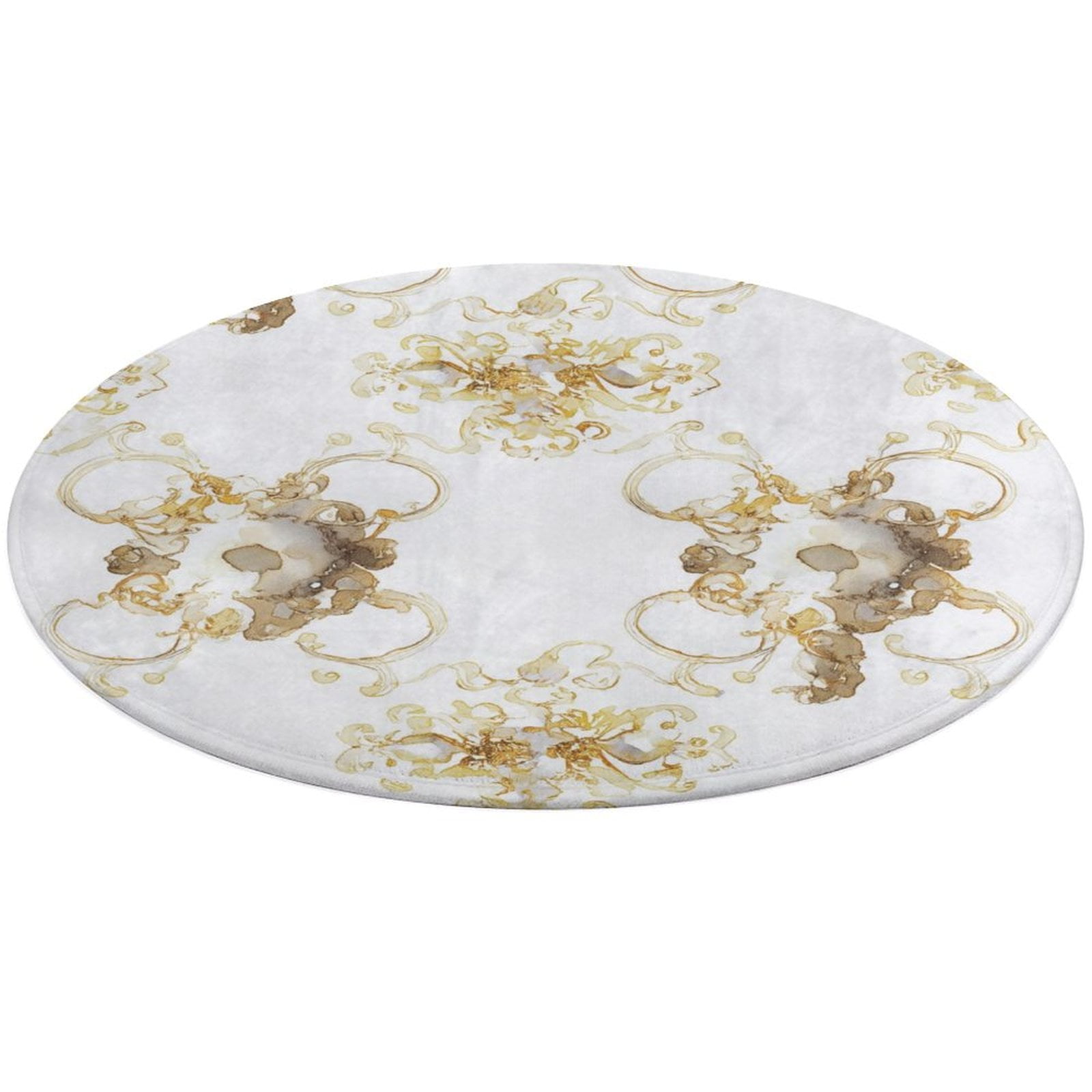 Circular Carpet Floor Mat Elegant Gold Floral Seamless Pattern Living ...