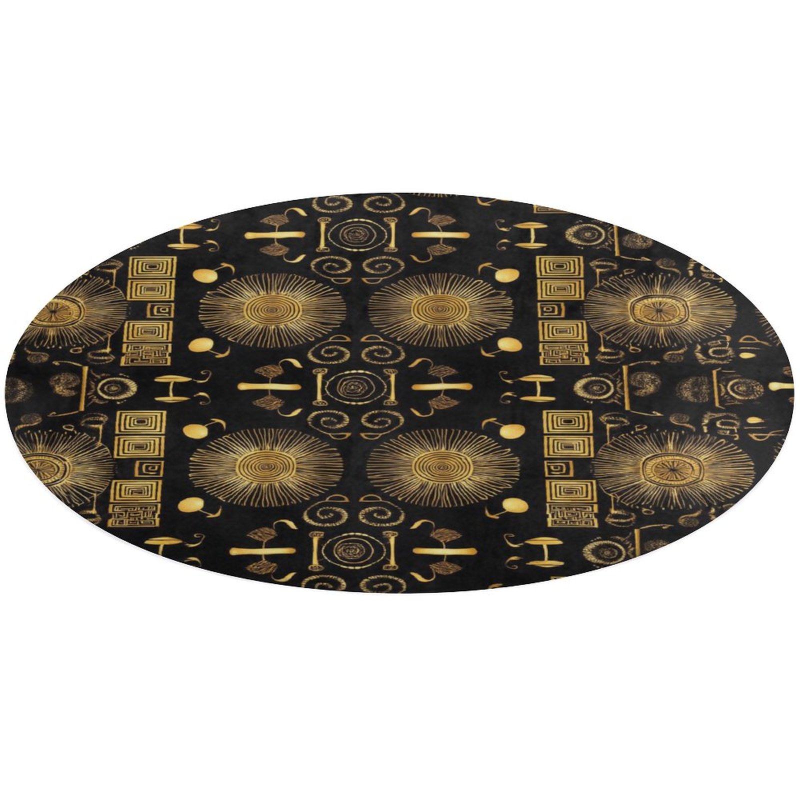 Circular Carpet Floor Mat Golden Floral Geometric Seamless Pattern ...