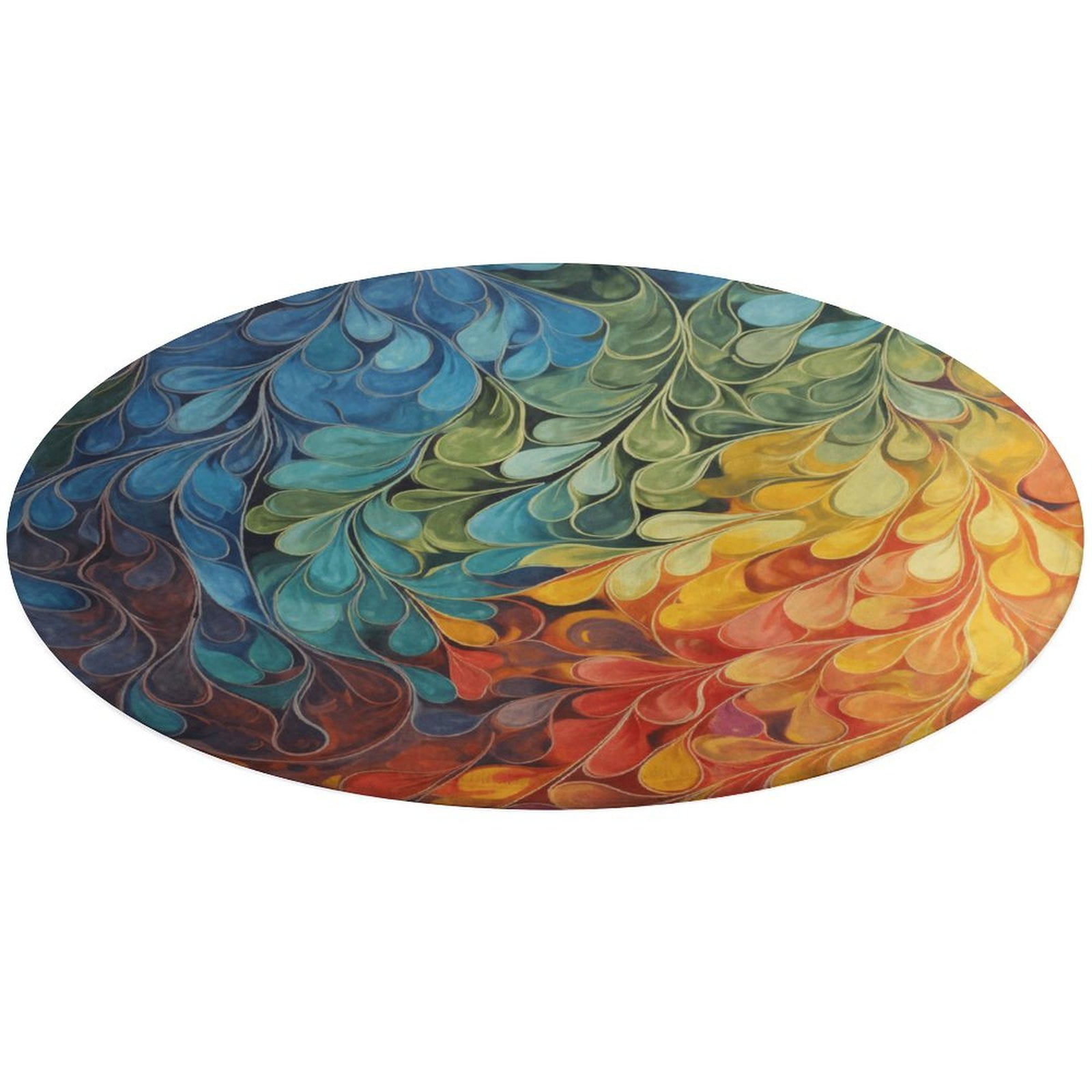 Circular Carpet Floor Mat Ink Texture Watercolor Living Room Sofa Room ...