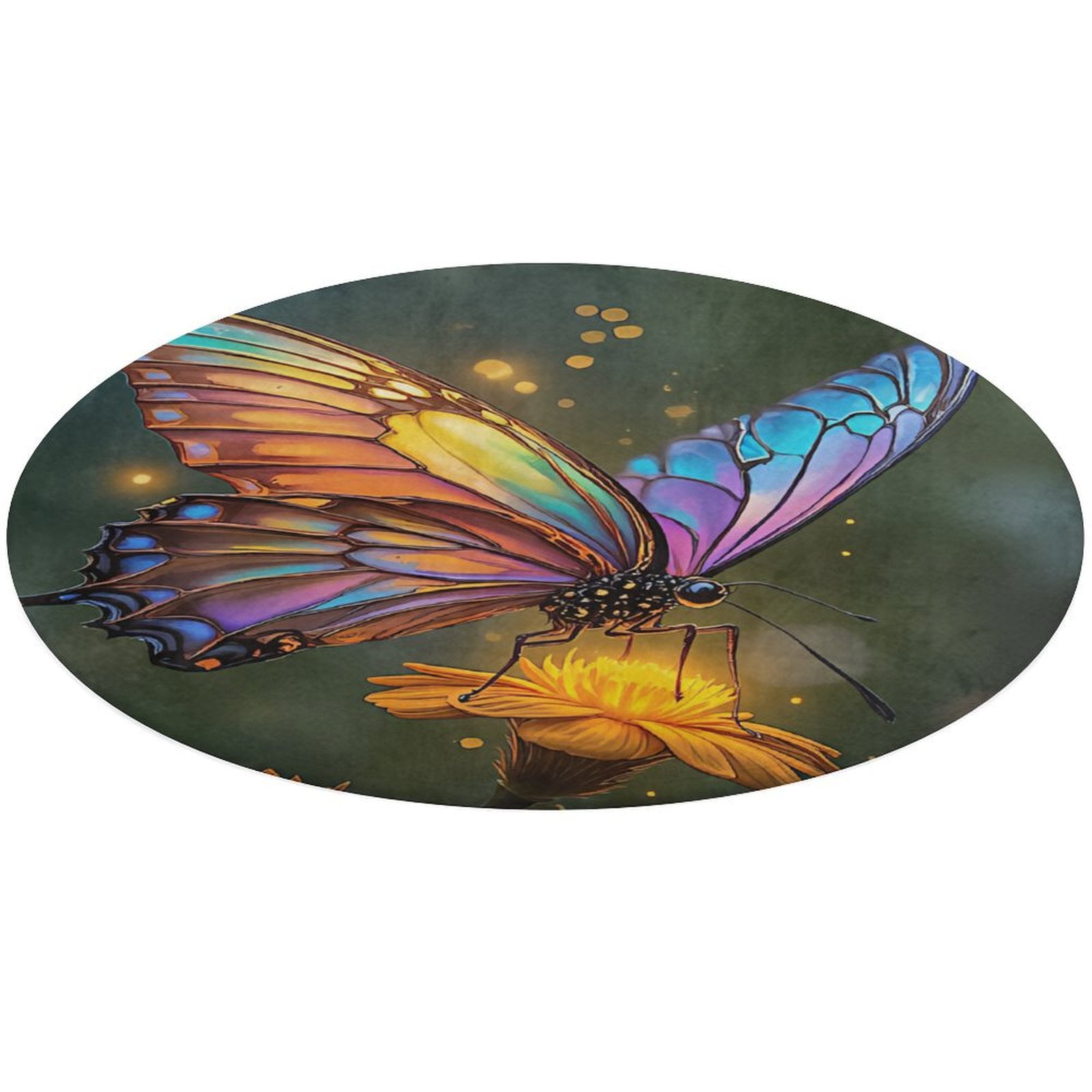 Circular Carpet Floor Mat Magical Iridescent Butterfly Living Room Sofa ...